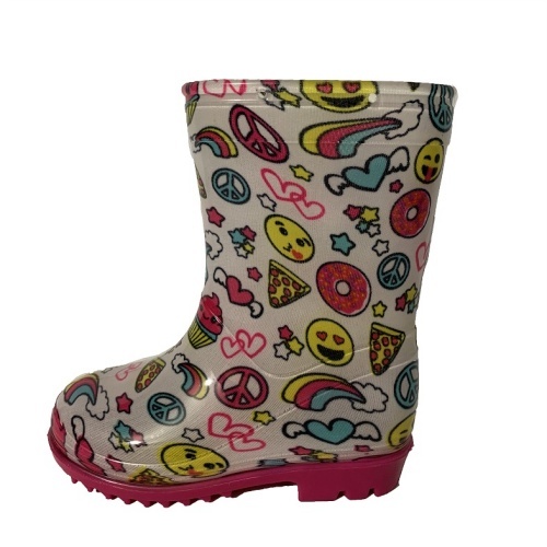 Kids beige smile pvc rain boot