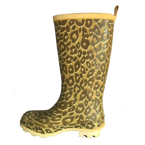 Lady orange leopard rubber rain boot