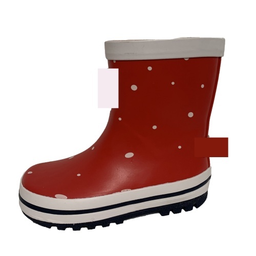 Kids red dot rubber rain boot